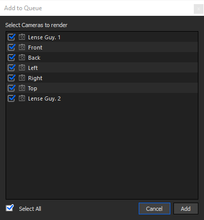 Adding Multiple Cameras to Render Queue